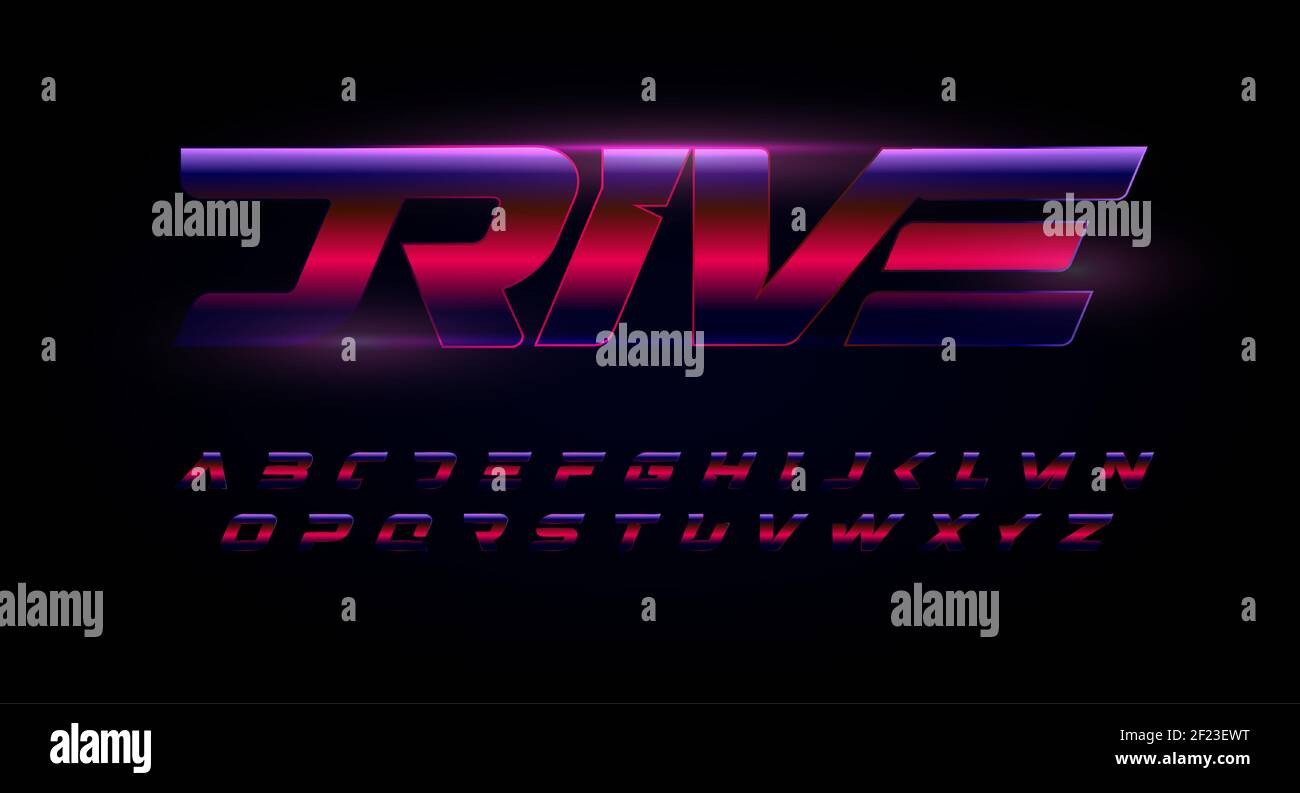 Drive alphabet. Red and blue letters with glossy gradient effect ...