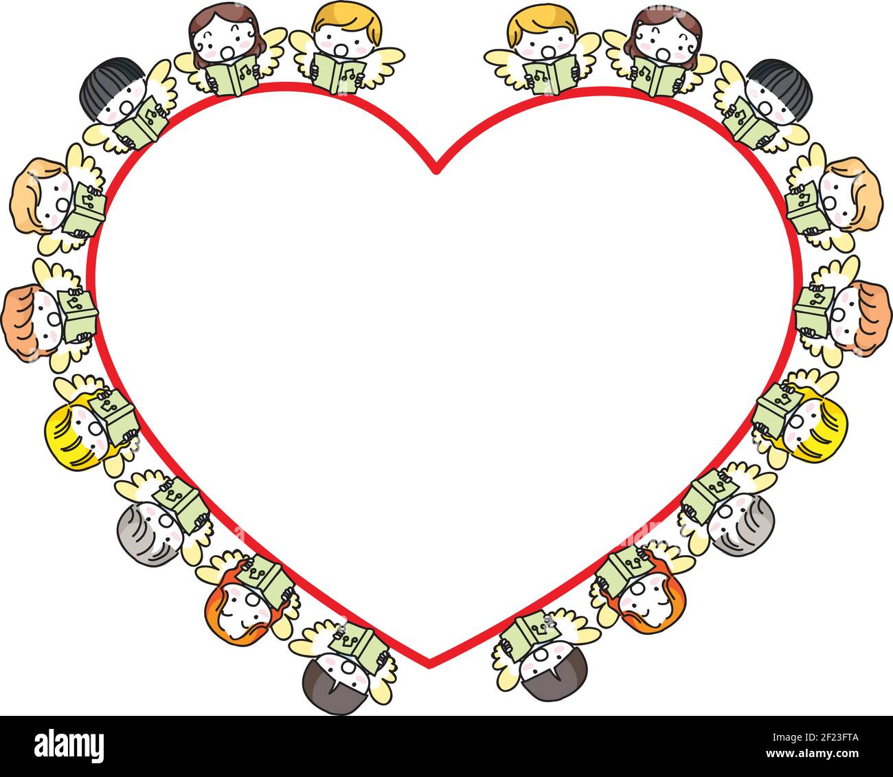 vector cartoon angle sing song heart shape border Stock Vector Image ...