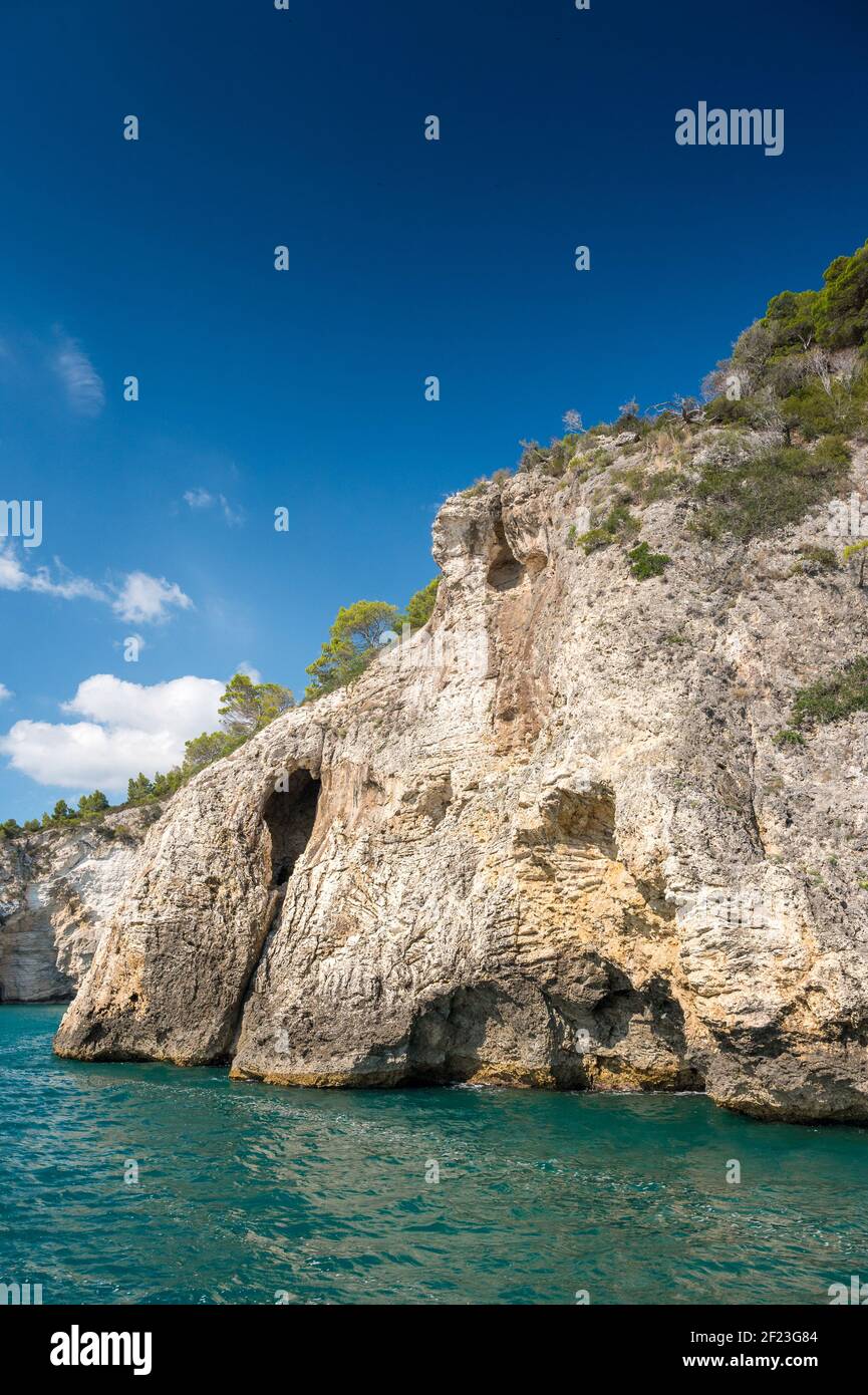 Gargano coast with sea cave (Grotta) in Puglia Stock Photo - Alamy
