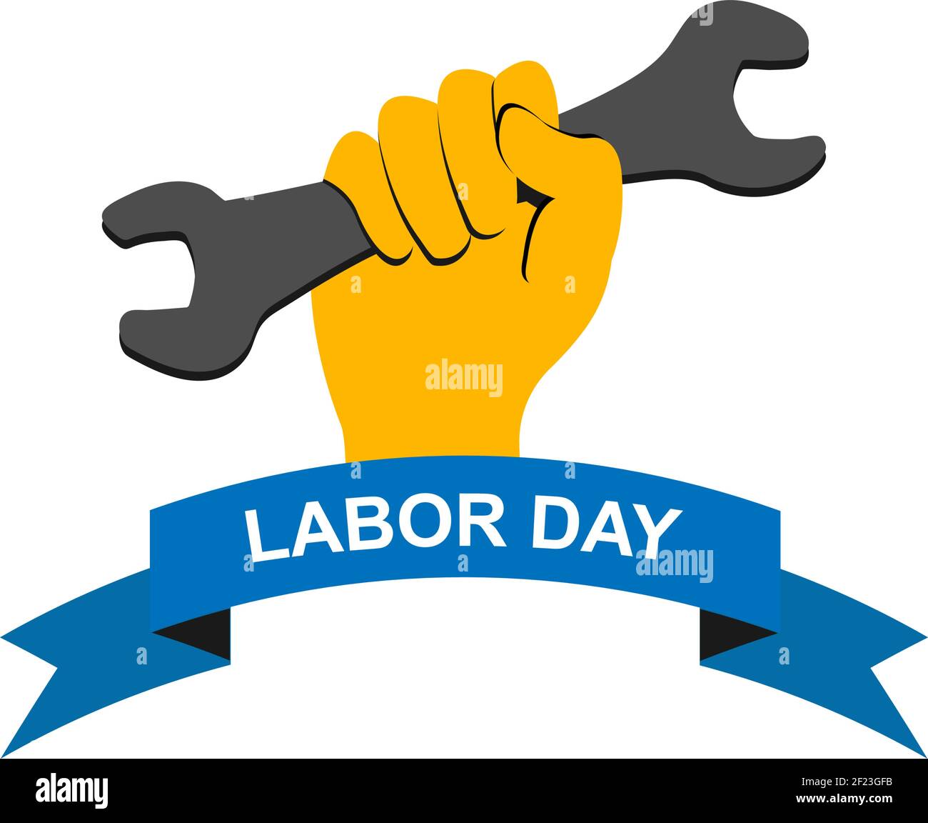 Labor Day vector illustration. Hand with wrench and text Labor Day EPS ...