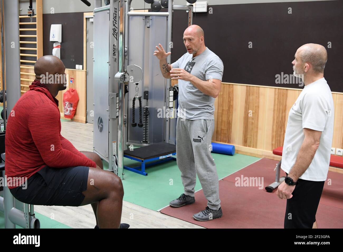 Teddy Riner, his physical coach Yann Morisseau and Judo coach Franck ...