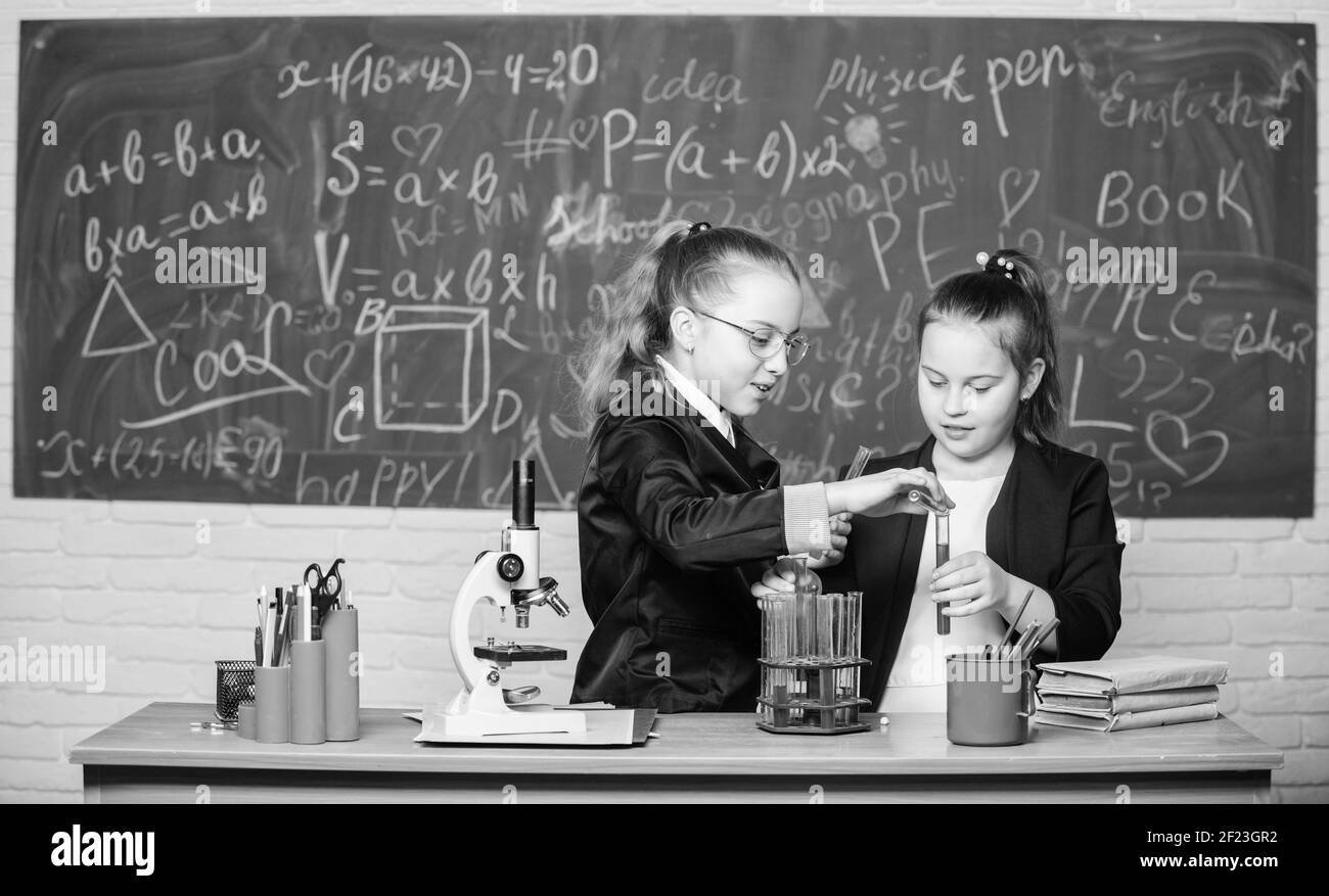 Expect something extra. girls genius in school lab. Science lab. Little ...