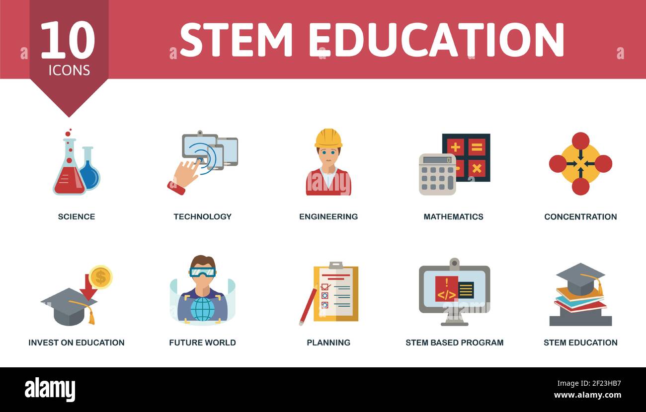 Stem Education icon set. Contains editable icons stem education theme ...