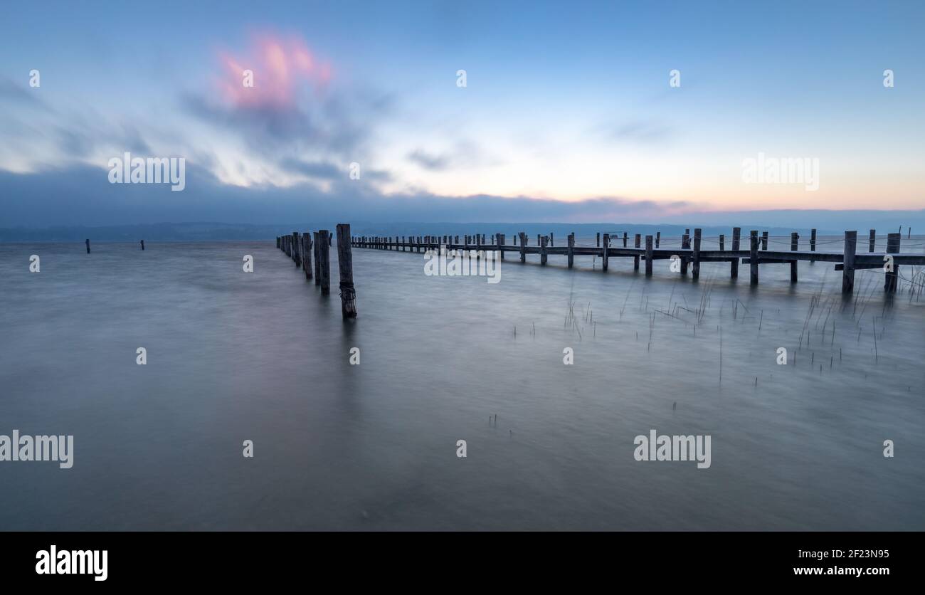 Windy morning in Utting at Lake Ammersee, Bavaria, Germany Stock Photo ...