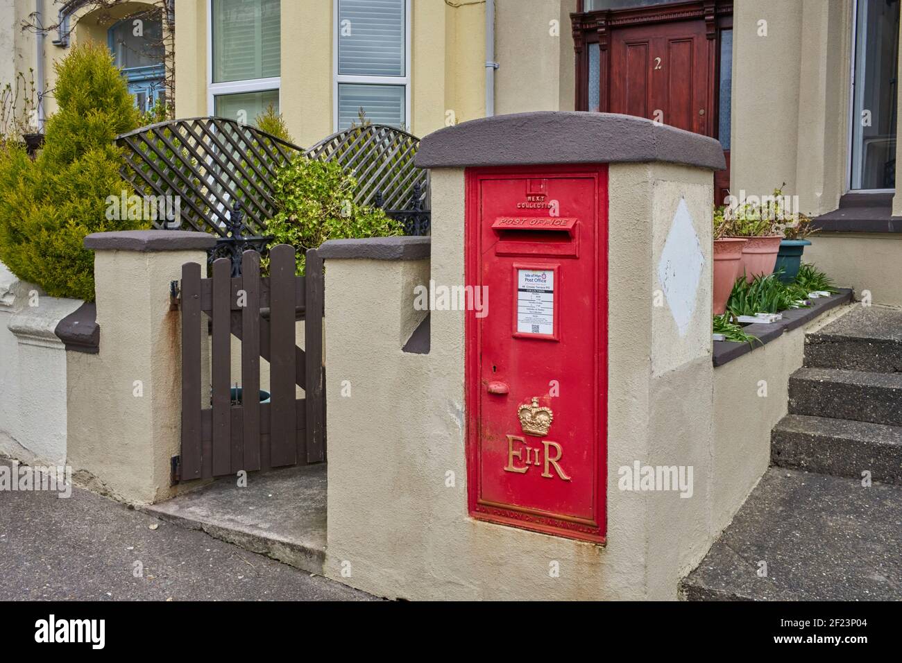 Isle of Man Post Office E II R wallbox type post box, number 44 at ...