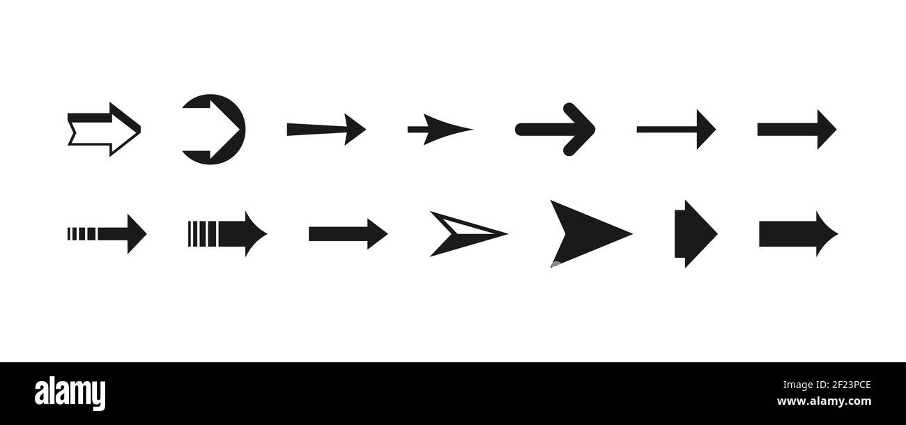 Arrows set in a simple style in black on a white background. Arrow ...