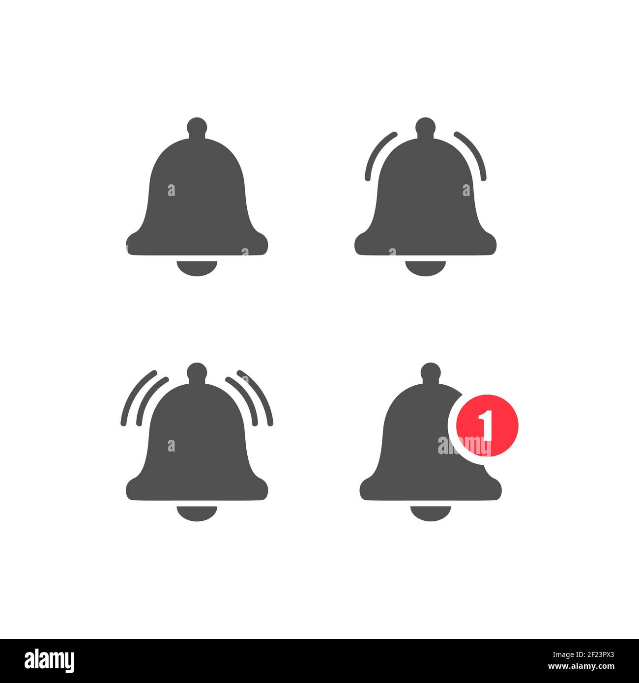Bell notification sign set on a white background. Vector illustration ...