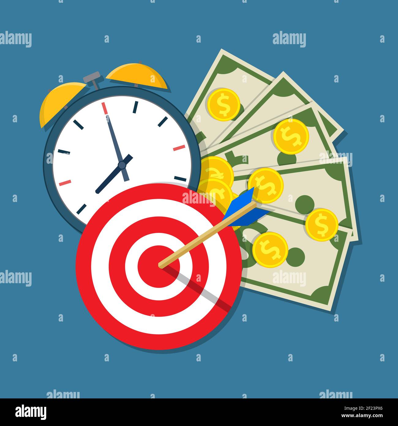 Alarm clock, calendar, target, money Stock Vector Image & Art - Alamy