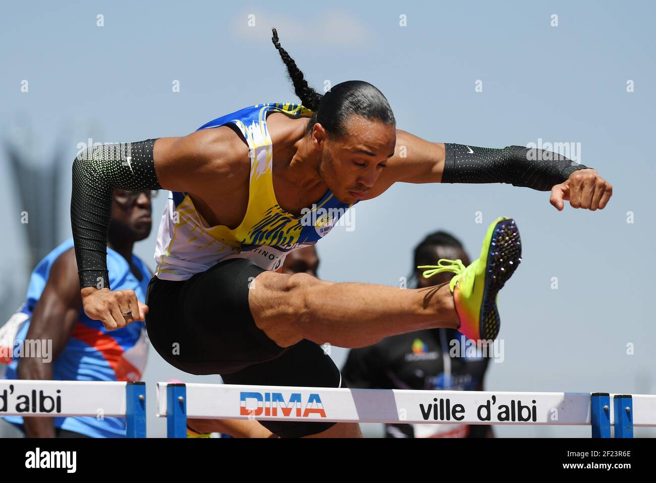 Pascal Martinot-Lagarde competes in 110m hurdles during the Athletics ...