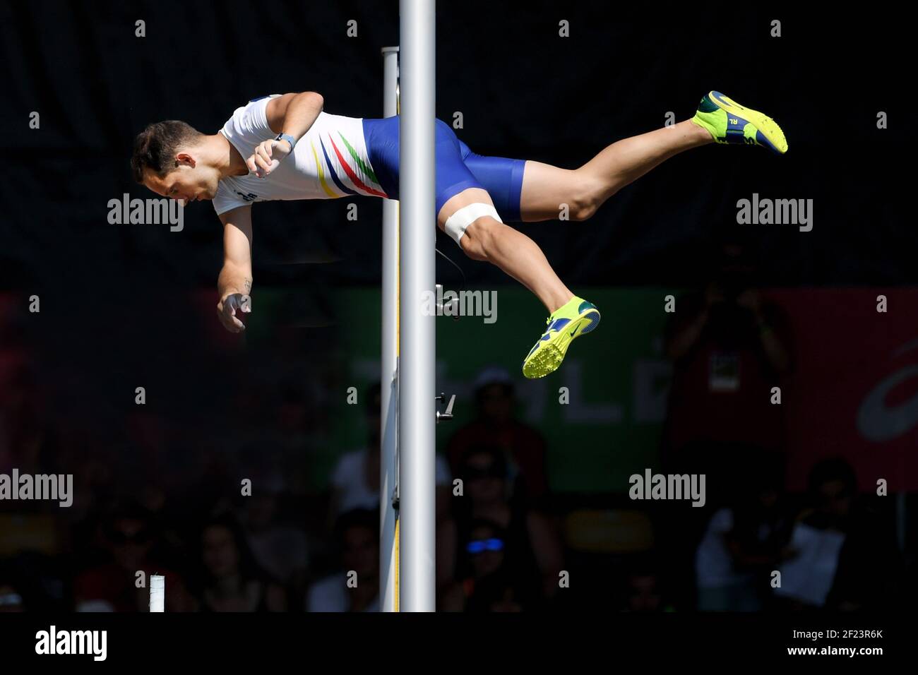 Renaud Lavillenie competes in men pole vault during the Athletics ...
