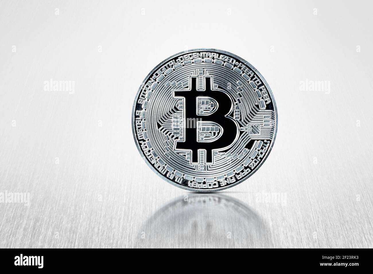 Physical bitcoin. Virtual crypto currency coin. Blockchain technology ...