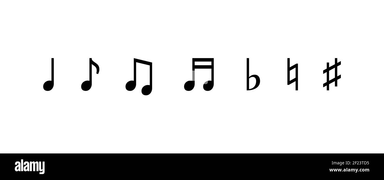 Musical notes and notation set isolated on white background. Vector EPS ...