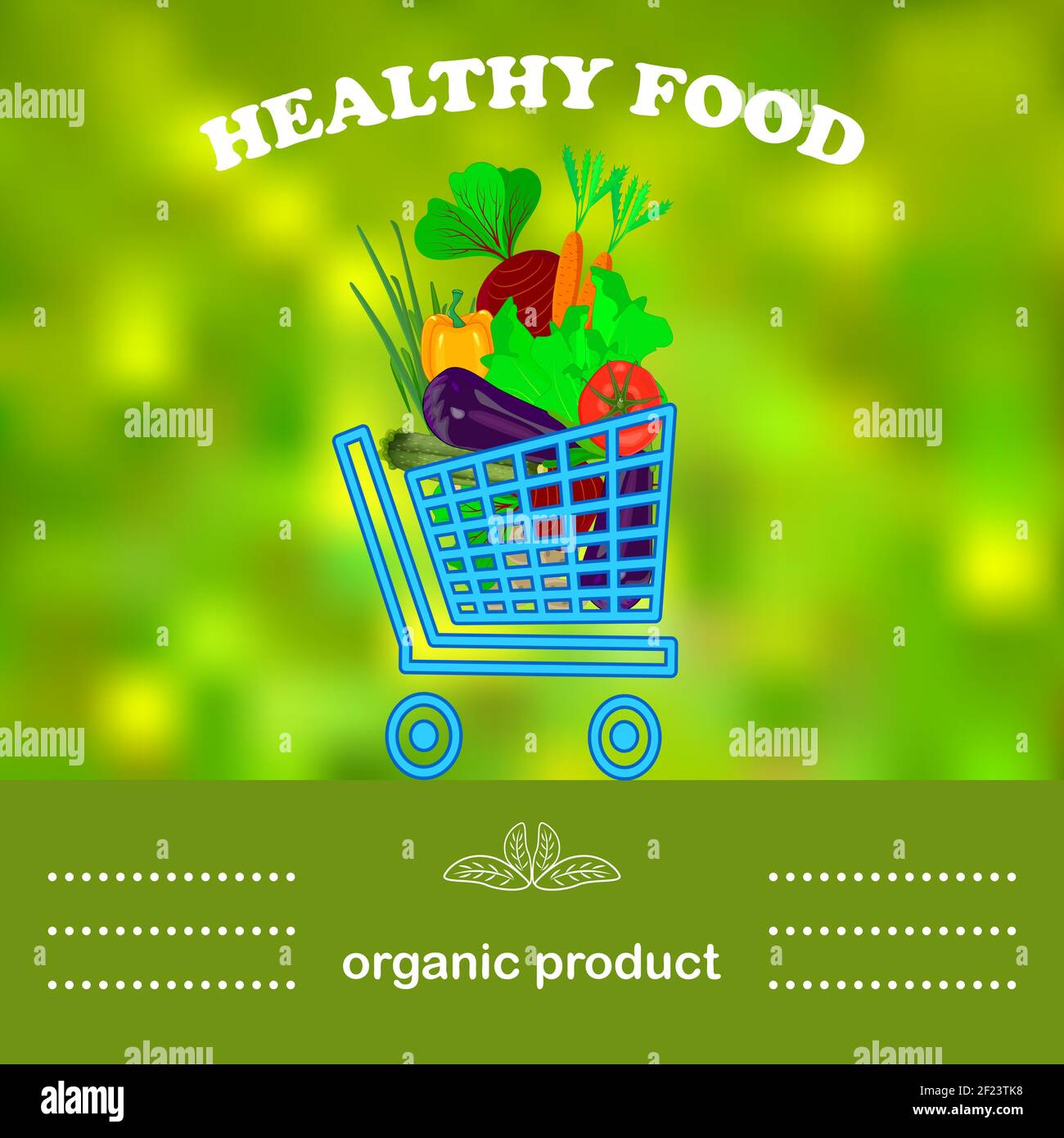 Shopping cart with different vegetables isolated on green blurred ...