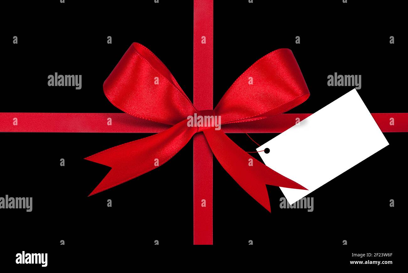 Gift card note with ribbon on isolated background Stock Photo - Alamy