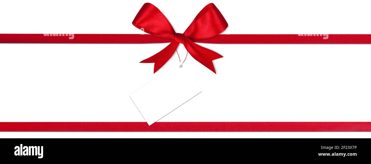 Gift card note with ribbon on isolated background Stock Photo - Alamy