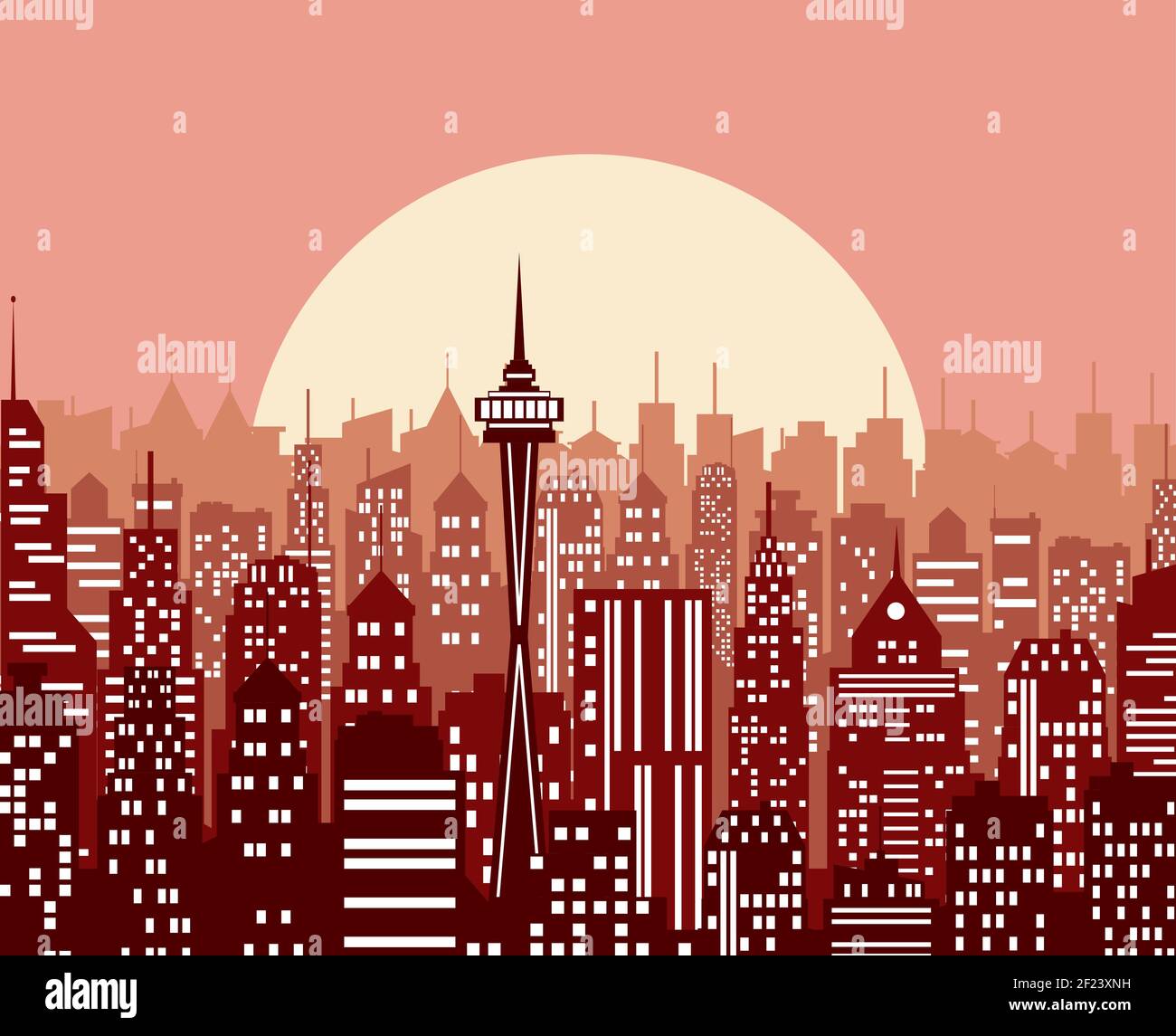 Evening cityscape vector illustration Stock Vector Image & Art - Alamy