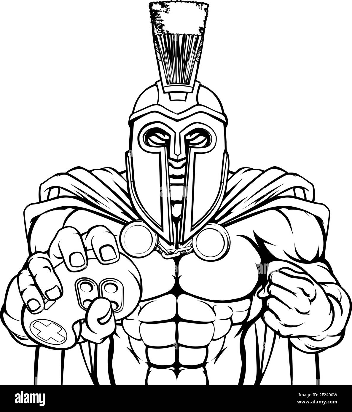 Spartan Trojan Gamer Gladiator Controller Mascot Stock Vector Image ...