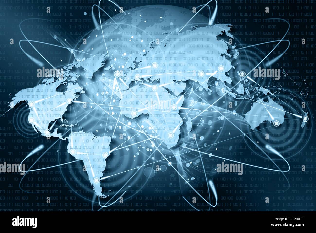 3D illustration. Digital view background of the world connected with ...