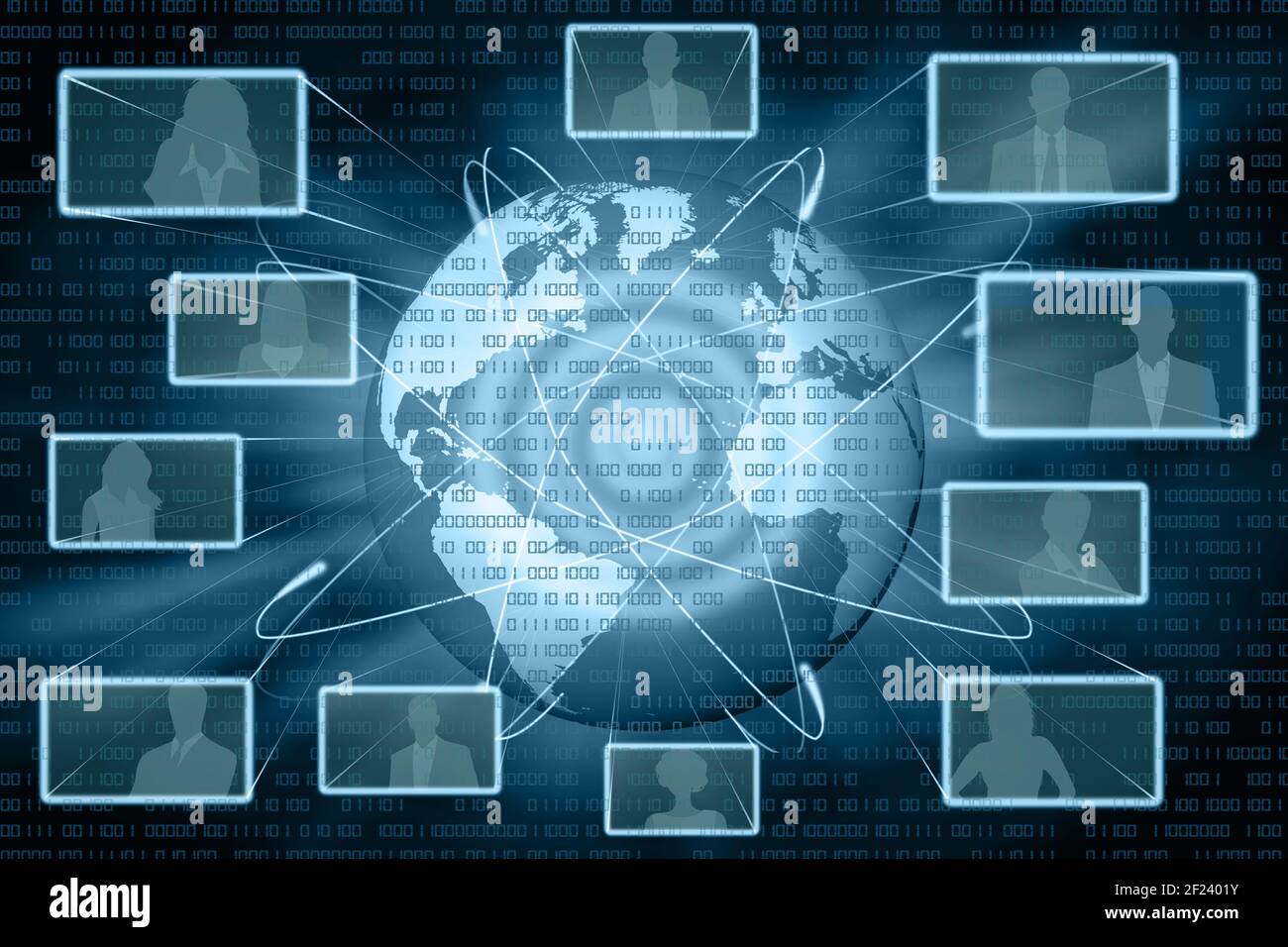 3D illustration. Digital view background of the world connected with ...