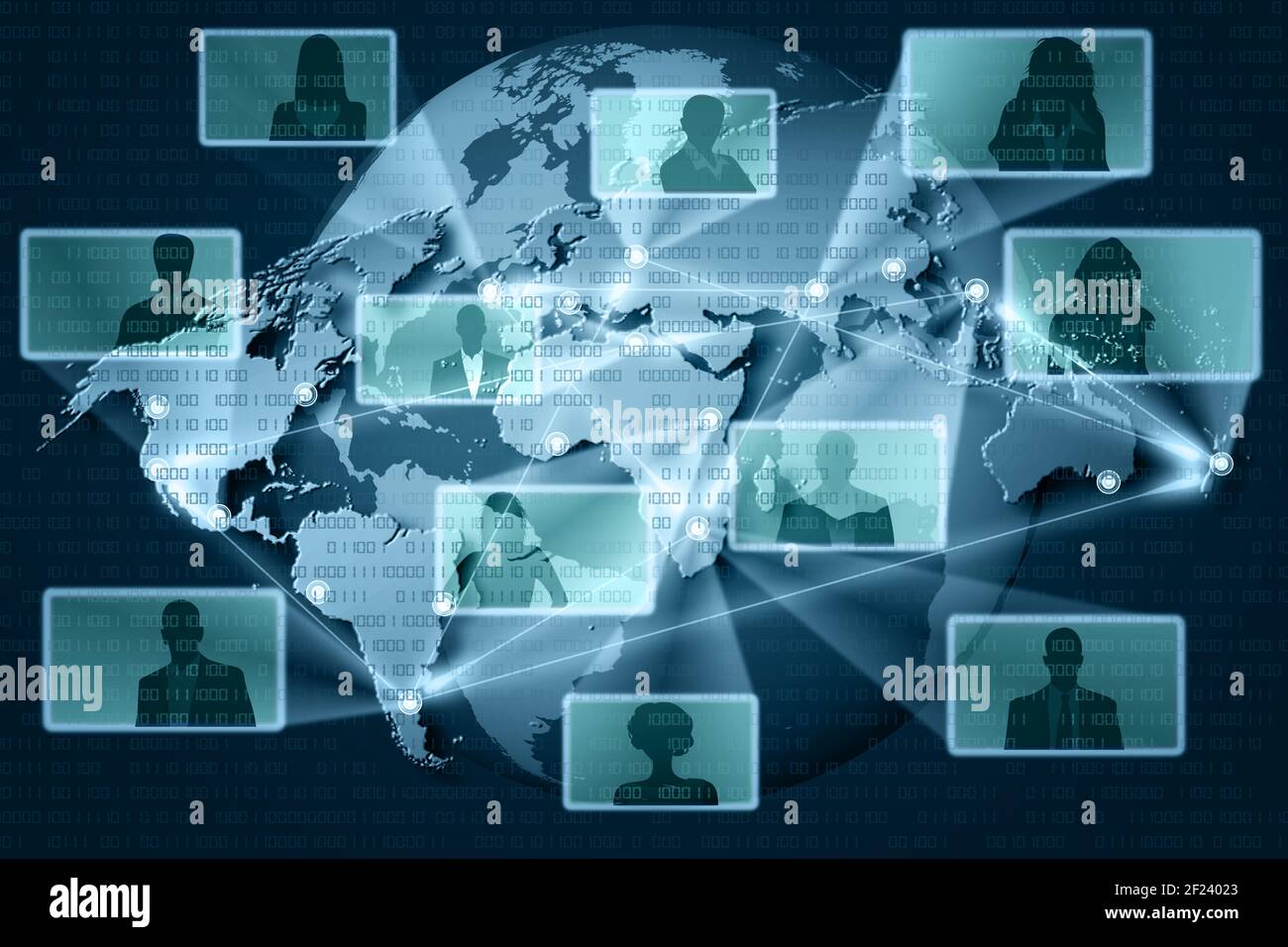 3D illustration. Digital view background of the world connected with ...