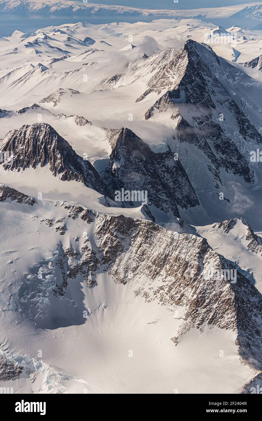 An aerial view of Antarctica's Transantarctic Mountain Range Stock ...