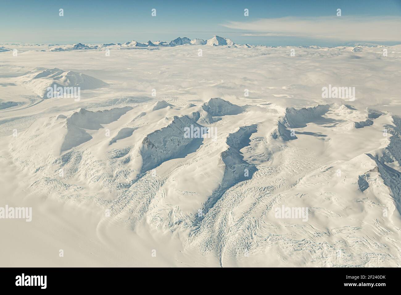 An aerial view of Antarctica's Transantarctic Mountain Range Stock ...