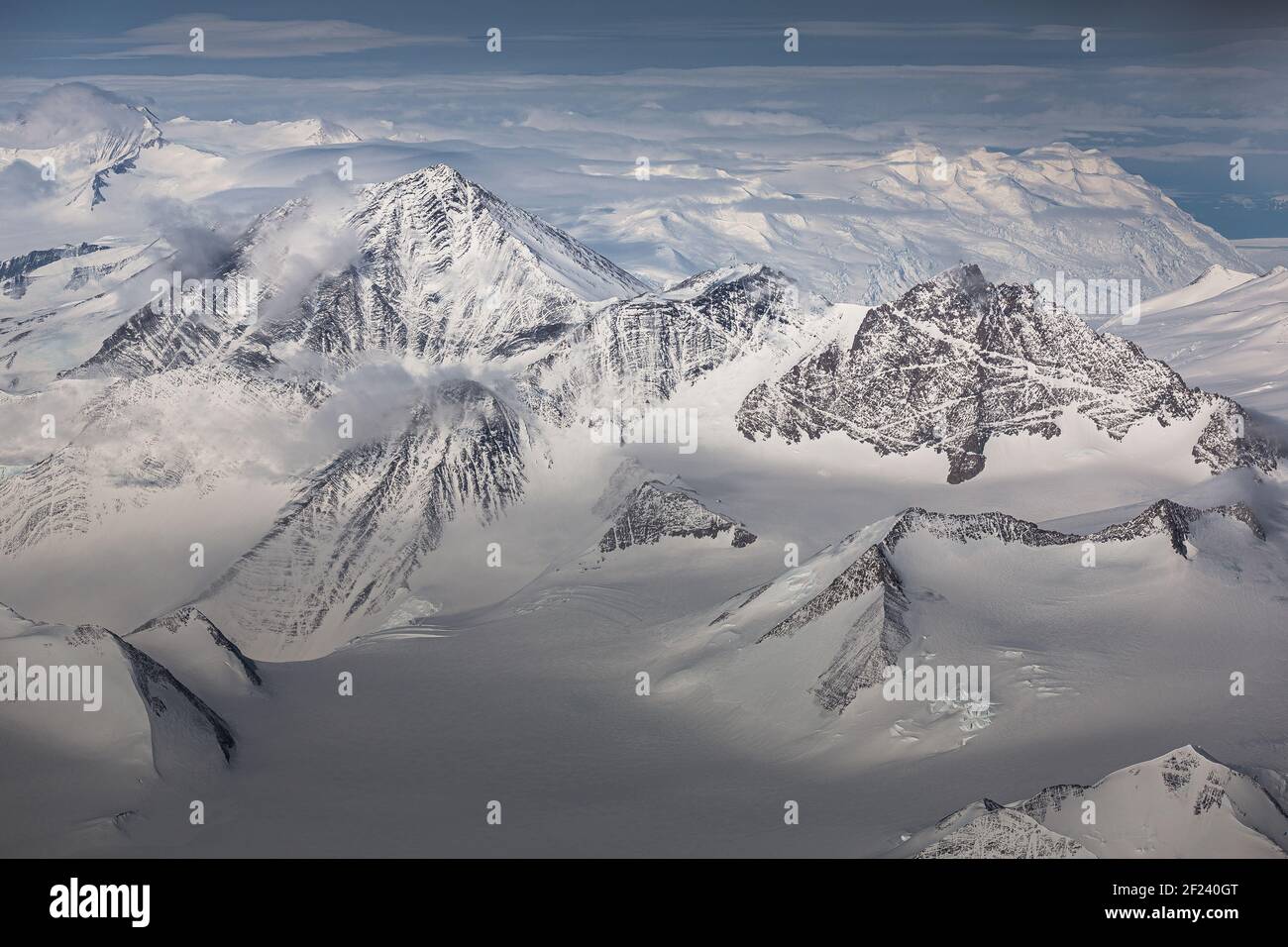 An aerial view of Antarctica's Transantarctic Mountain Range Stock ...
