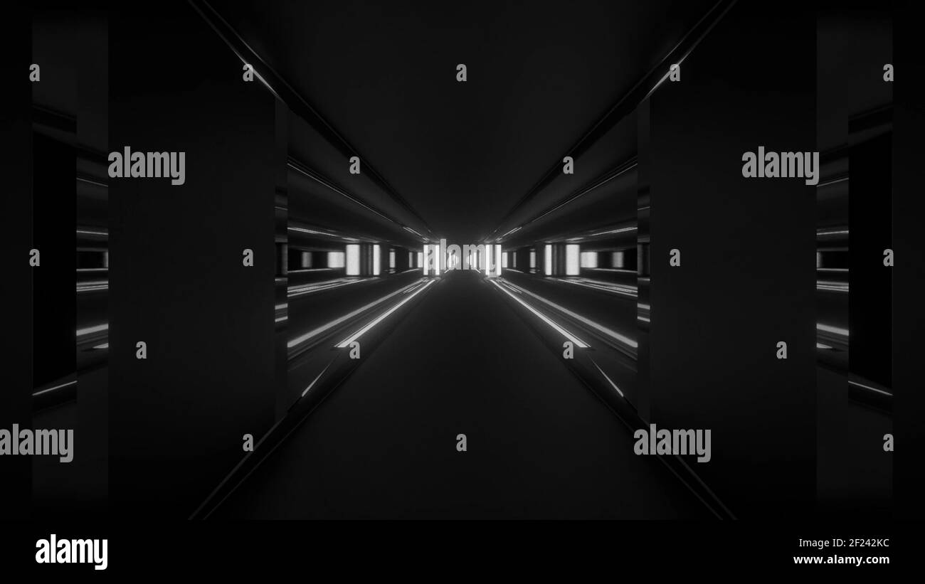 3d illustration of geometrical corridor of blocks and panels Stock ...