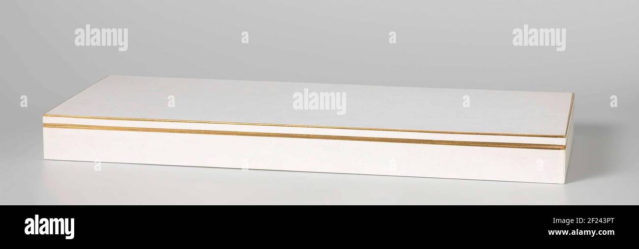 Cardboard fan box, pasted with white paper, beaten beats with gold ...