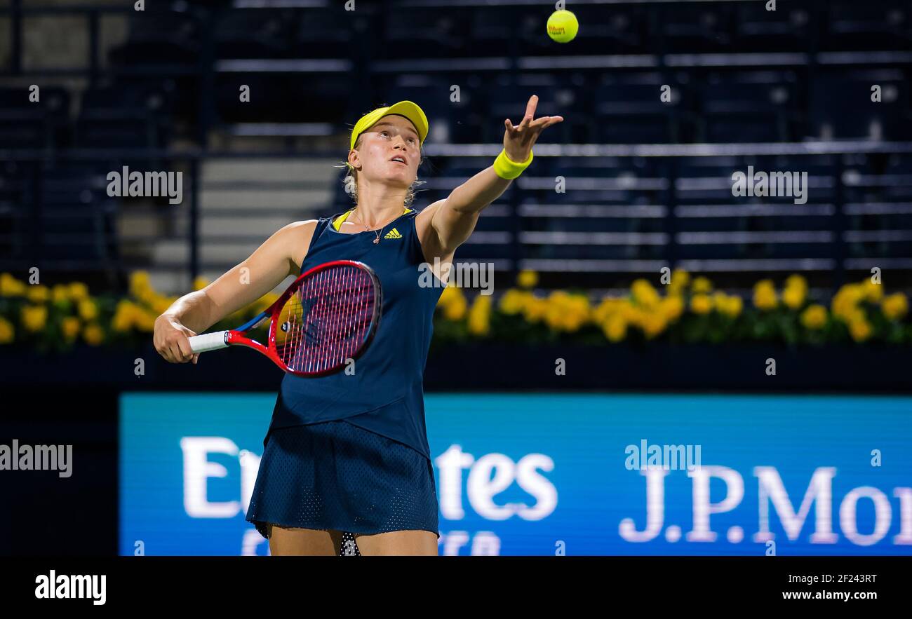 Dubai, March 9, 2021, Elena Rybakina of Kazakhstan during the second ...
