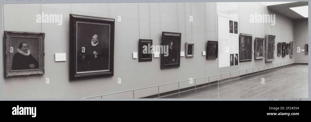 Room with paintings by Rembrandt students and an information panel of ...