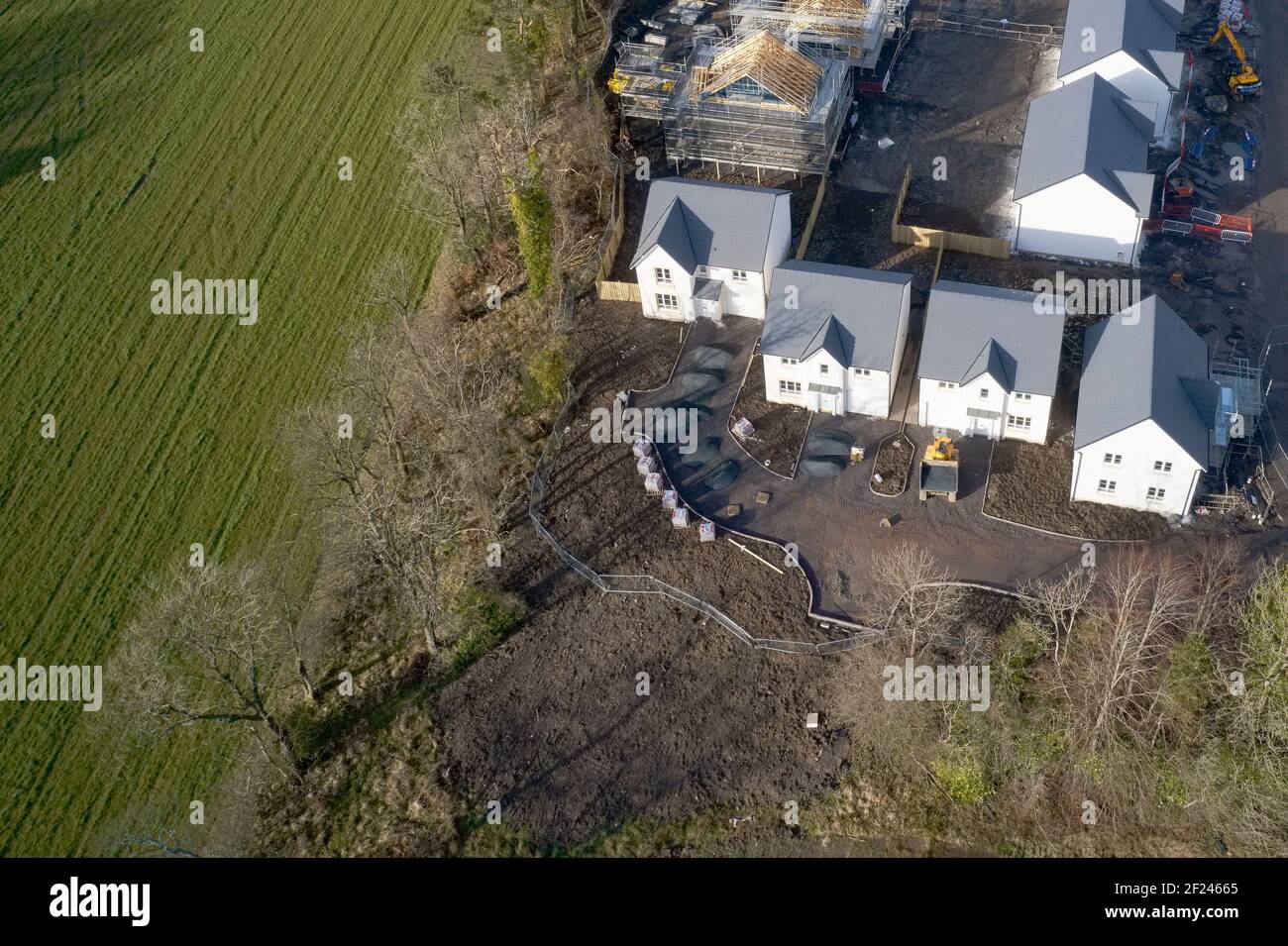 House development construction site in progress aerial view Stock Photo ...