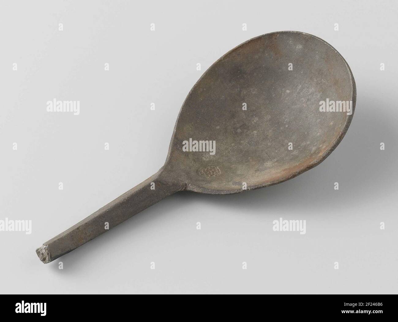 Spoon with oval bin and remainder of a straight stem with a diamond ...