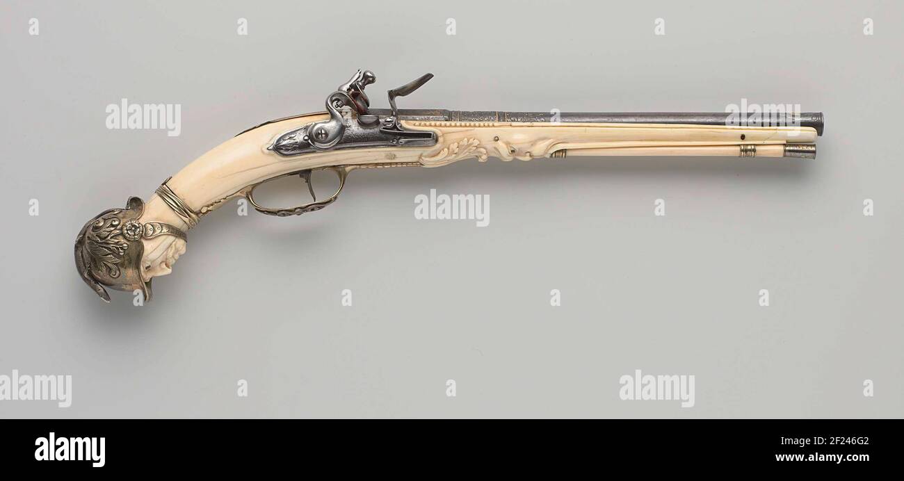 Pair of flintlock pistols.The names on the lockplates of pistols are ...