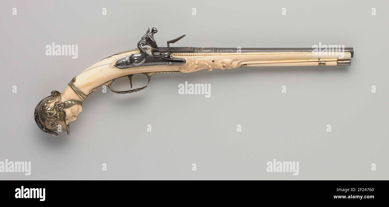Pair of flintlock pistols.The names on the lockplates of pistols are ...