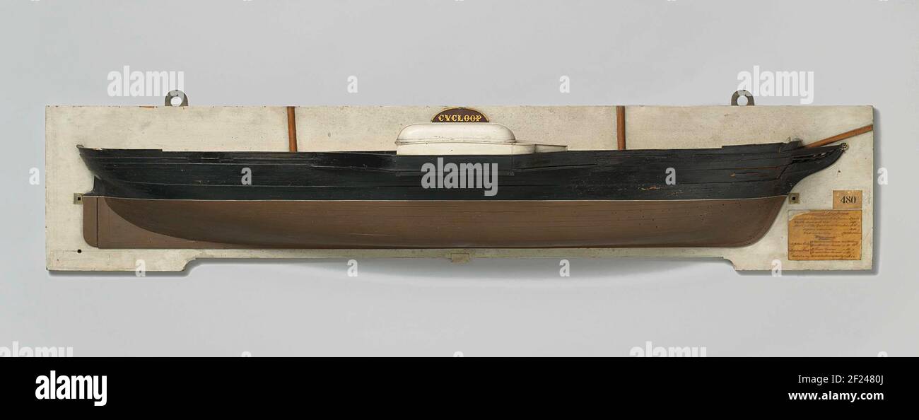 Half Model of a Paddle Steamer.Polychromed, completely covered molds ...