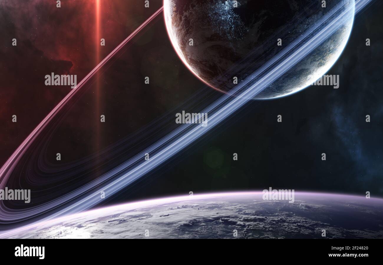 Beautiful cosmic landscape. Planets in deep space Stock Photo - Alamy