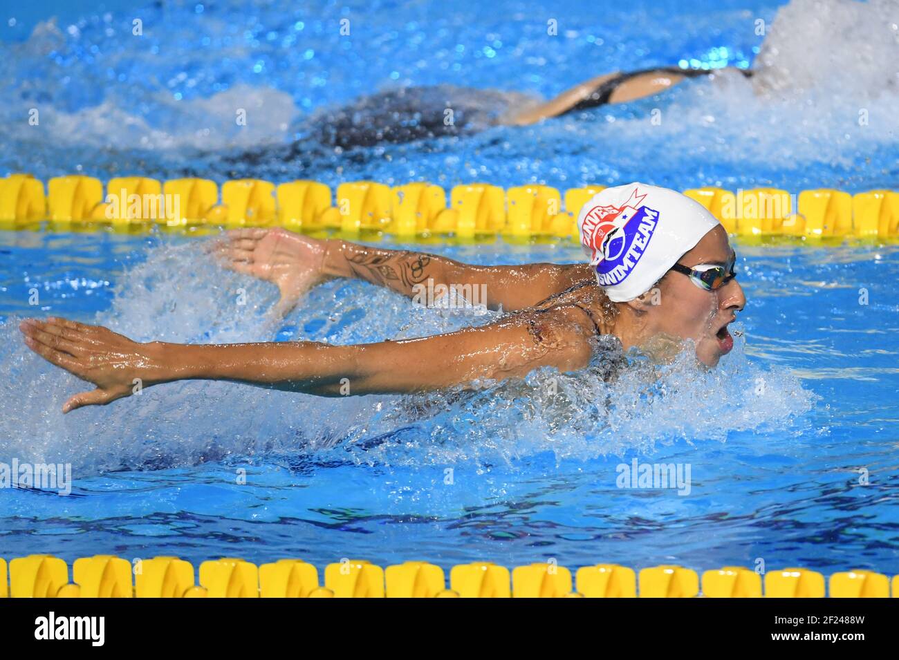 Fantine Lesaffre (FRA) competes on Women's 400 m Medley during the ...