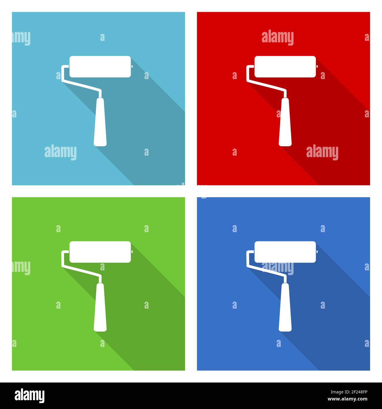 Roll painter, roller icon set, flat design vector illustration in eps ...