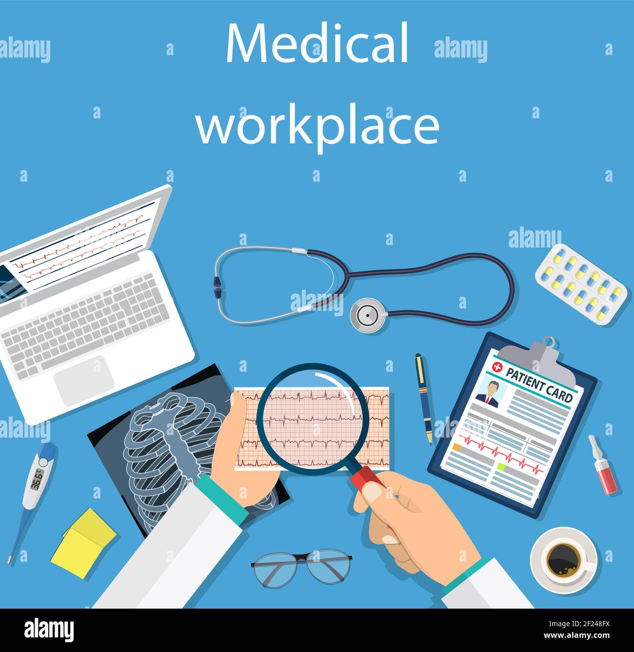 Top view of doctor workplace Stock Vector Image & Art - Alamy