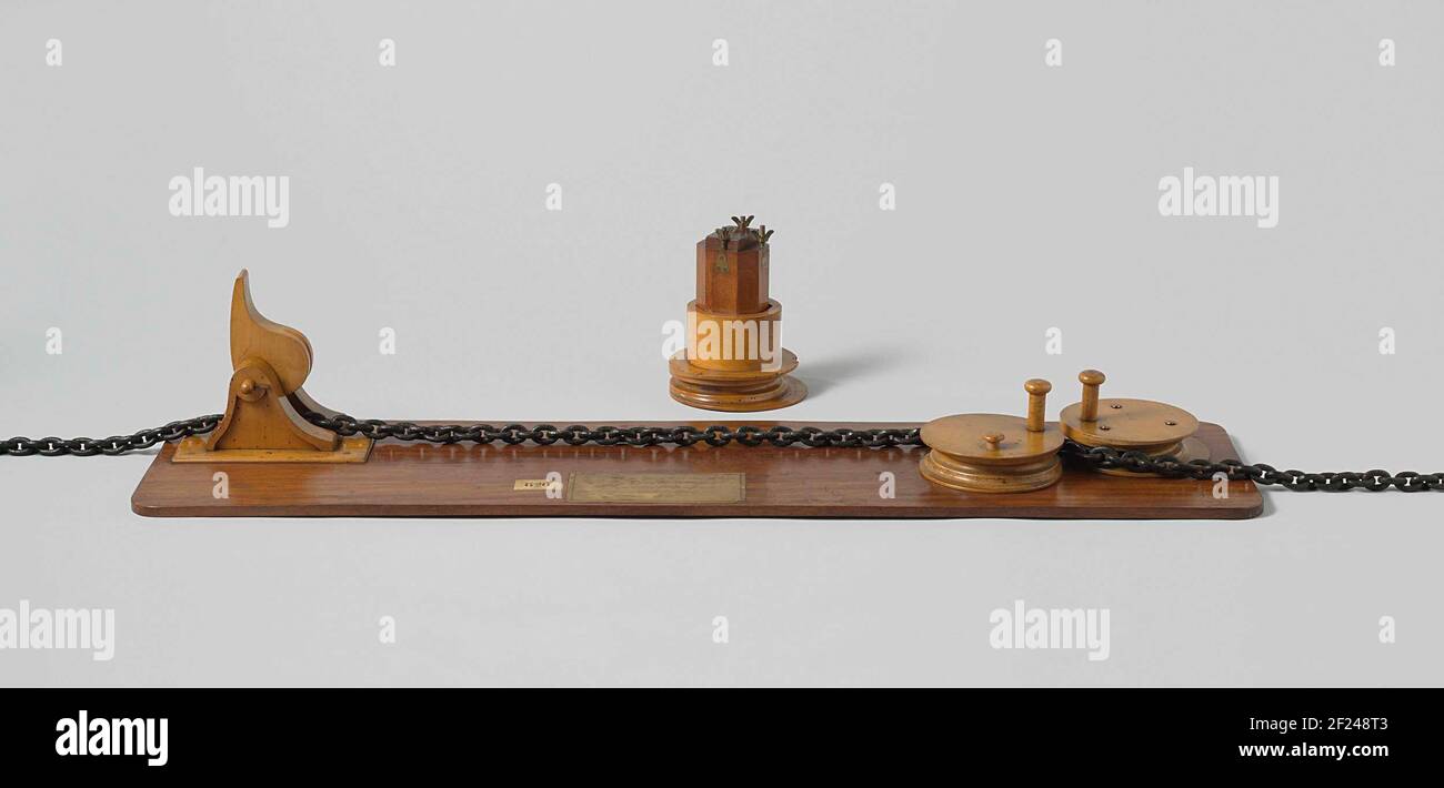 Model of a Stopper and Bitts.Model of a vault stopper with chain, on a ...