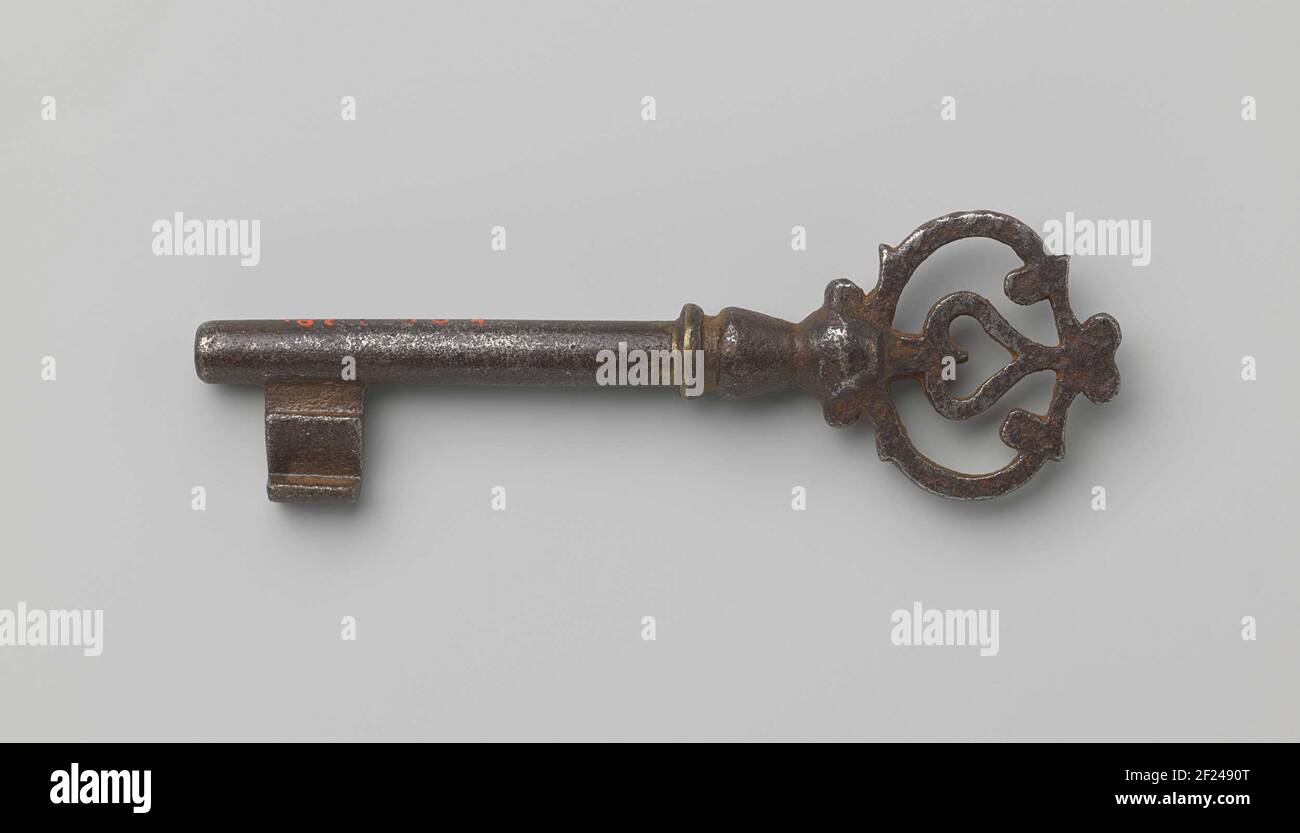 Sleutel.Key with L-shaped beard whose round handle encloses a heart ...