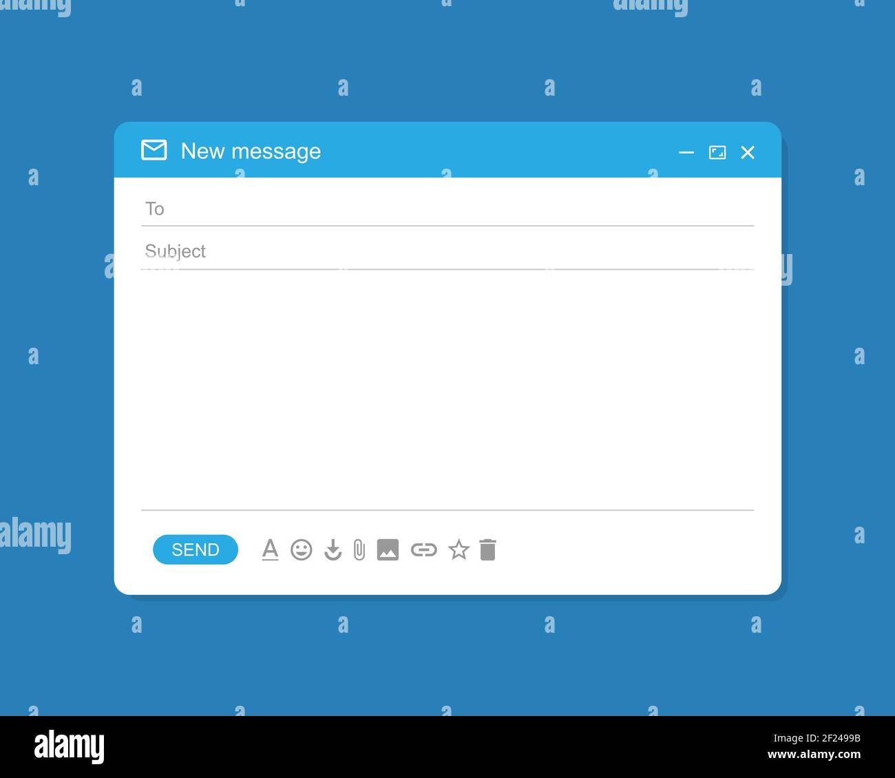Email interface. Mail window template, internet message isolated frame, blank email UI design in ...