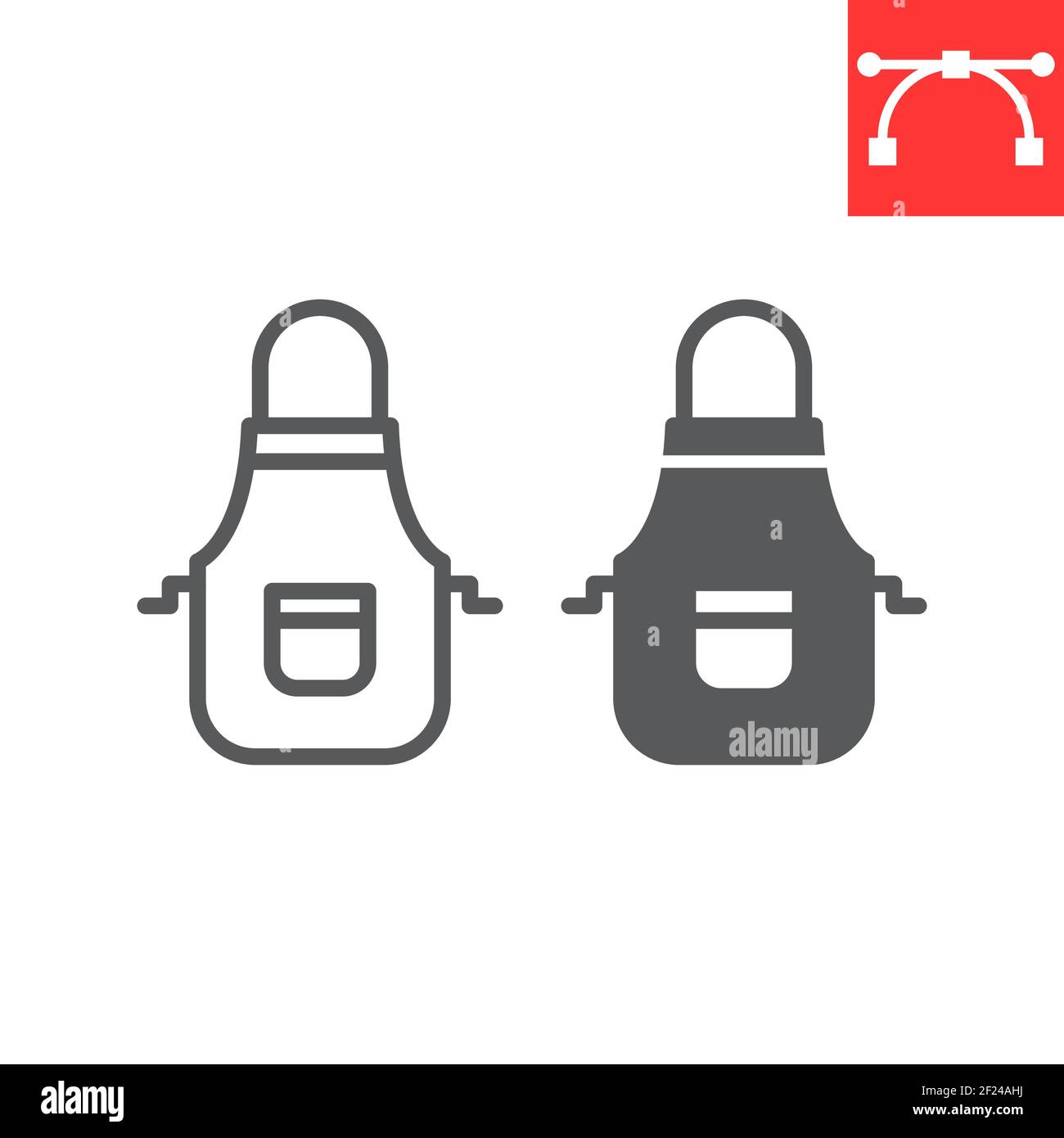 Apron line and glyph icon, cook and culinary, kitchen apron vector icon ...
