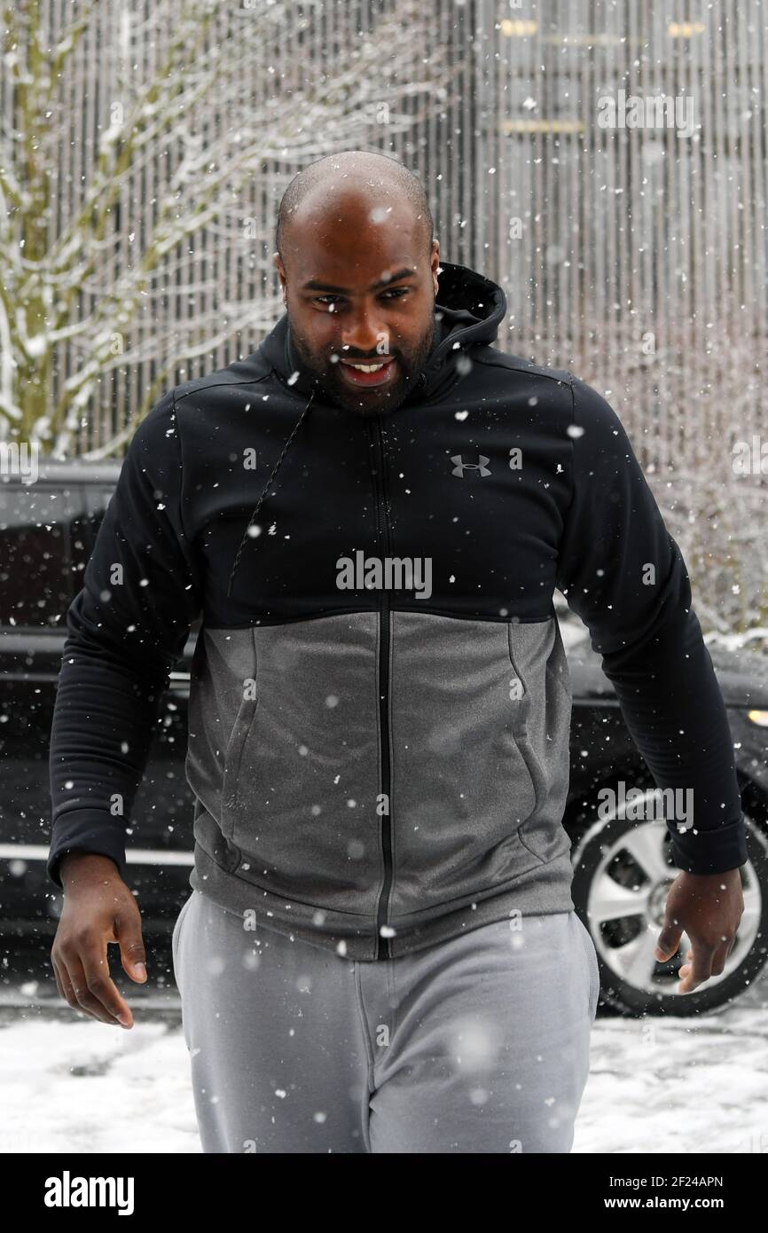 Teddy Riner arrives at l'Insep before a judo practice session on ...