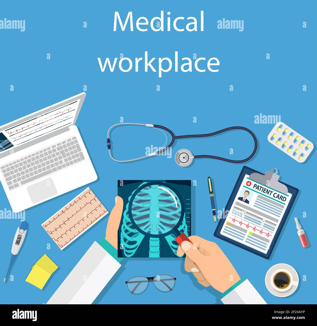 Top view of doctor workplace Stock Vector Image & Art - Alamy
