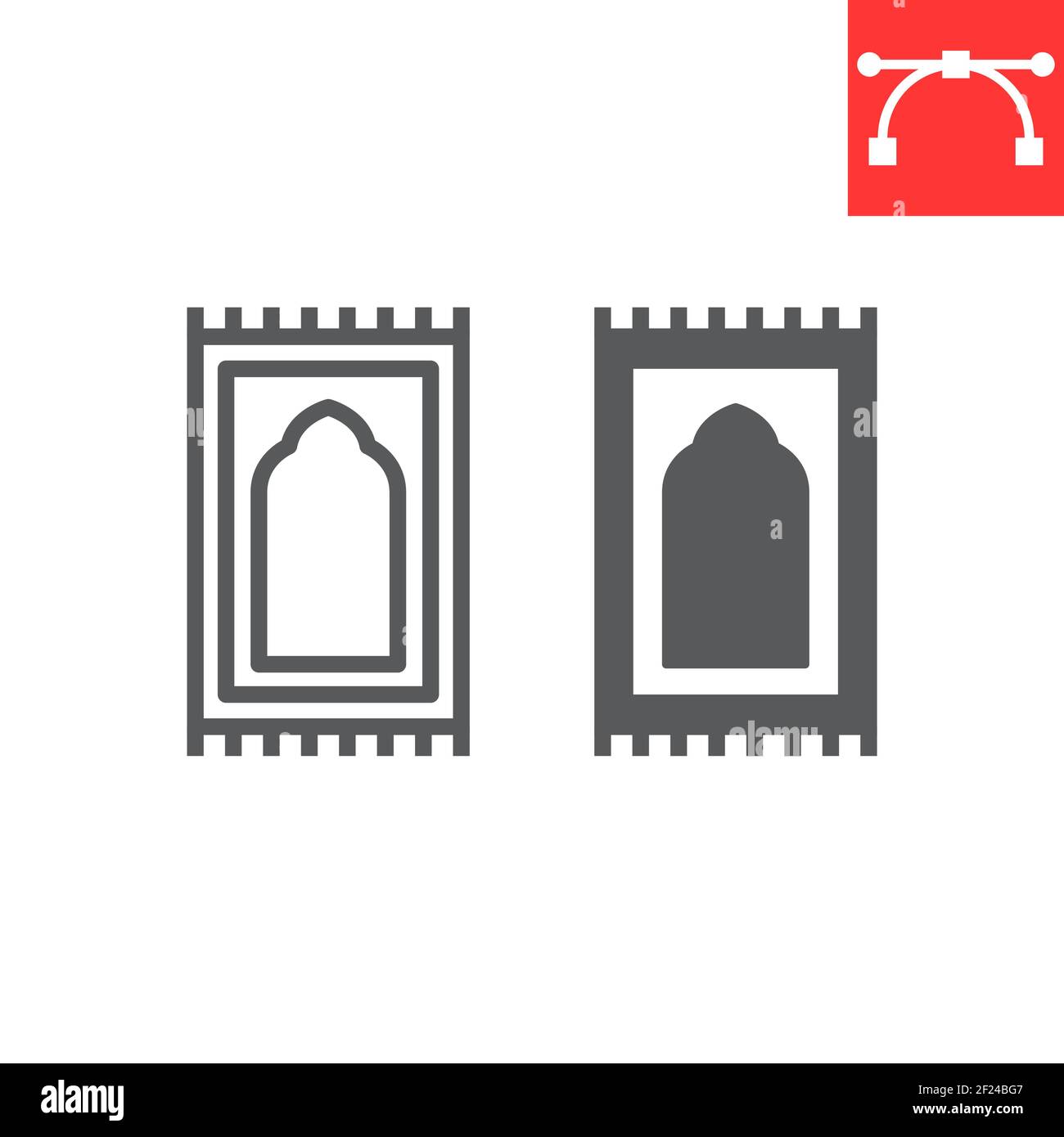 Prayer rug line and glyph icon, happy ramadan and religion, prayer ...