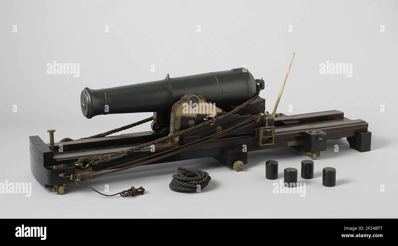 Model of AN 80-pounder Shell Gun on a Pivot on a Ship Deck. Model of a ...