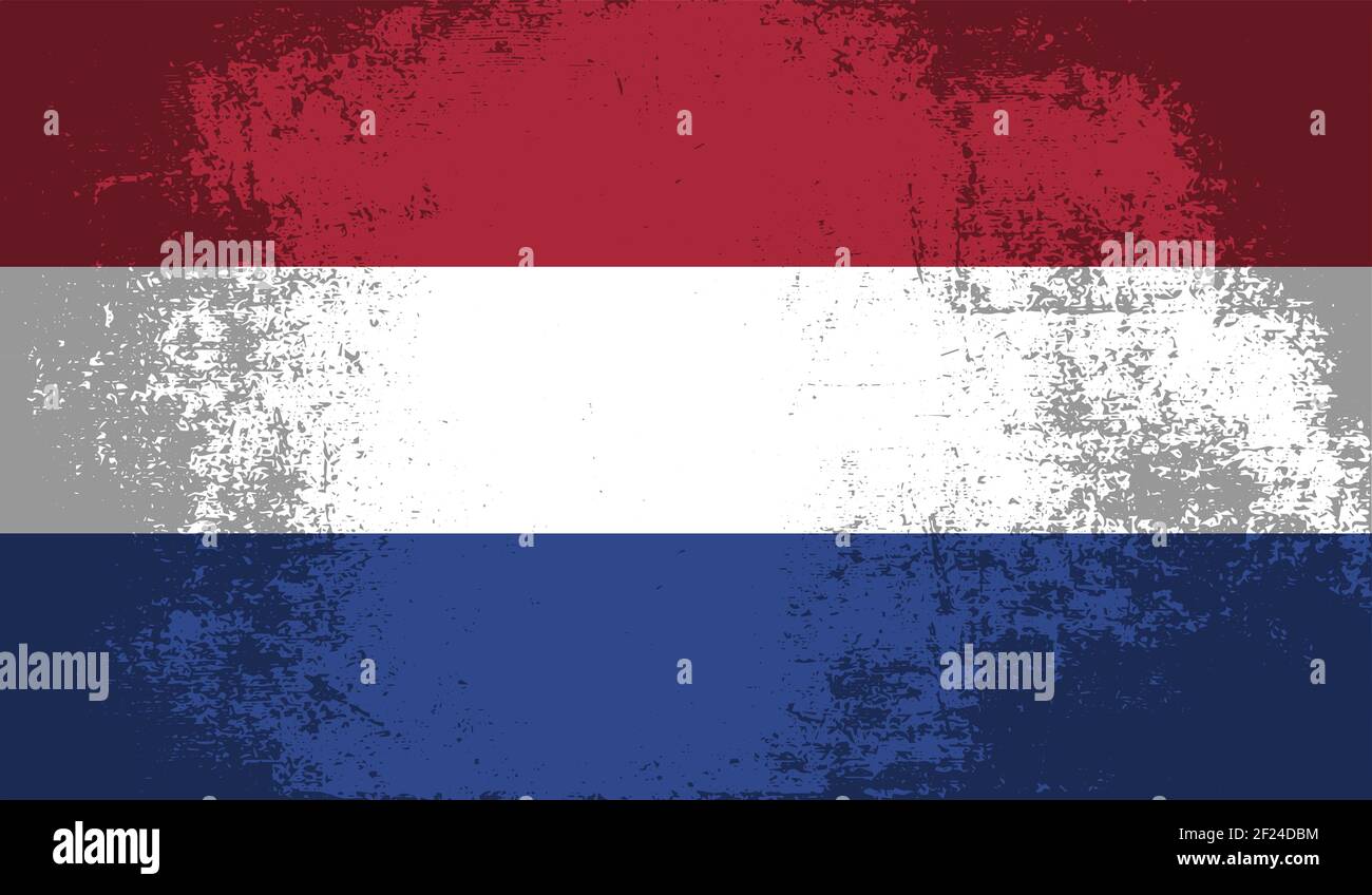 Netherlands flag with waving grunge texture. Vector background Stock ...