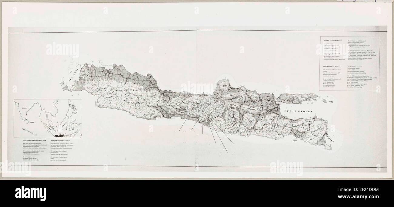 Map of the distribution of Indian culture on Java; Borobudur exhibition ...